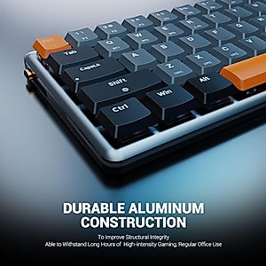 Gaming Keyboard, 65% Low Profile Wireless Mechanical Keyboard with Red Switch, Bluetooth 5.0/ 2.4G/ Wired RGB Lighting Keyboards for Travel Office PC, Compatible with Mac OS and Windows, Volume Slider