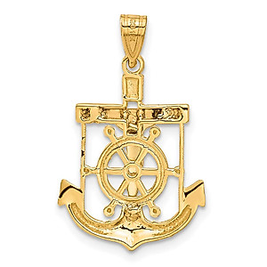 14k Tri-color Diamond-cut w/Textured Mariner's Cross Pendant QC3930