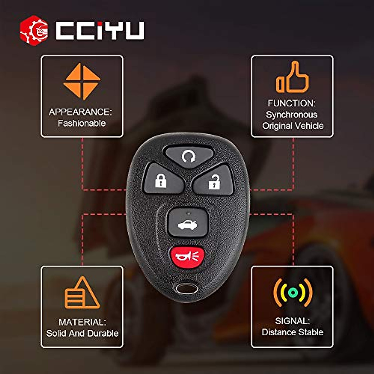 cciyu X 1 Flip Key Fob 5 buttons Replacement for 06 07 08 09 10 11 12 13 for Buick Allure LaCrosse for Chevy for Cobalt Series with FCC KOBfor GT04A