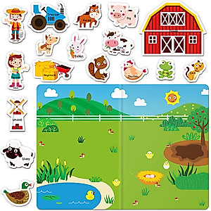 Magnetic Puzzles for Kids Ages 4-8, Travel Games for Toddlers Age 3-5, Educational Farm Theme Preschool Puzzles for Storytelling, Washable Toddler Magnets