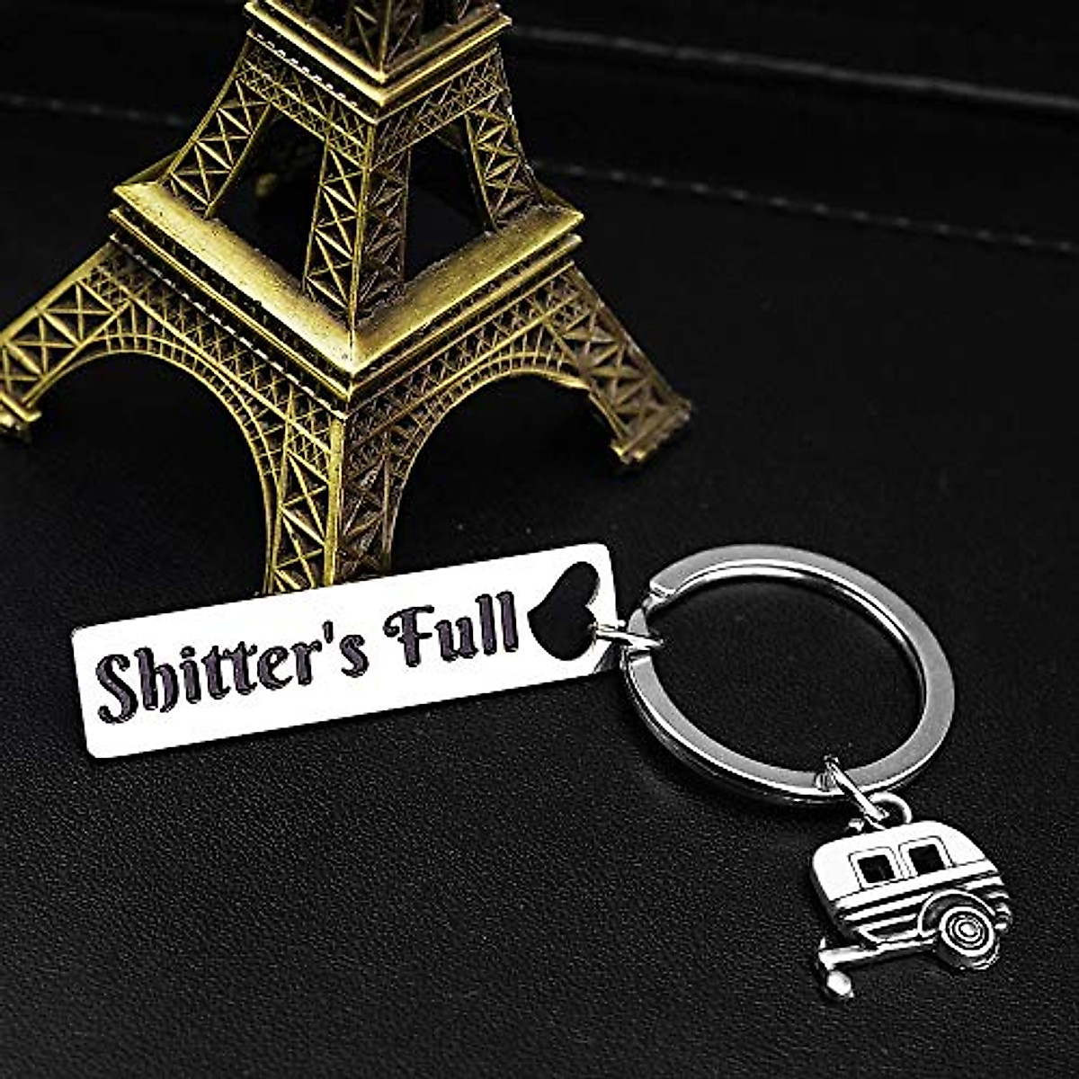 isiyu Mens Stocking Stuffers for Adults Shtter's Full Funny Keychain Gifts Christmas Stockings Stocking Stuffers for women men Happy Camper RV Camping gifts Accessories (Silver)