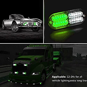 12-24V 20-LED Super Bright Emergency Warning Caution Hazard Construction Waterproof Amber Strobe Light Bar with 32 Different Flashing for Car Truck SUV Van - 4PCS (White Green)