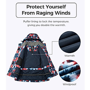 wantdo Women's Mountain Waterproof Ski Jacket Windproof Winter Warm Snowboard Jacket Navy S