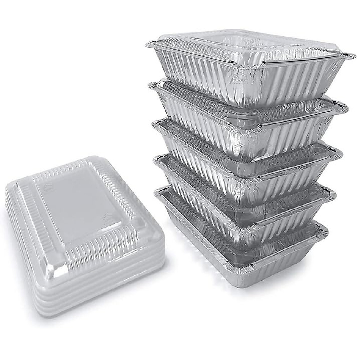 Nicole Fantini 8.75" L x 6.12" W Disposable Oblong Pan with Dome Lids - 2.25 Lb Aluminum Foil Oblong Pans: 100% Recyclable : Perfect for Baking and Roasting : Set of 100