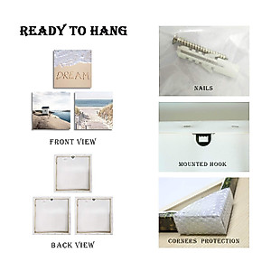 TAR TAR STUDIO Beach Scene Pictures Canvas Artwork: Seaside Boardwalk Painting Wall Art for Bedroom (12''W x 12''H x 3 PCS, Multiple Style)