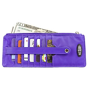 Big Skinny Women's Leather Jaguar Credit Card Slim Wallet, Holds Up to 25 Cards,Lightweight,Slim, Purple