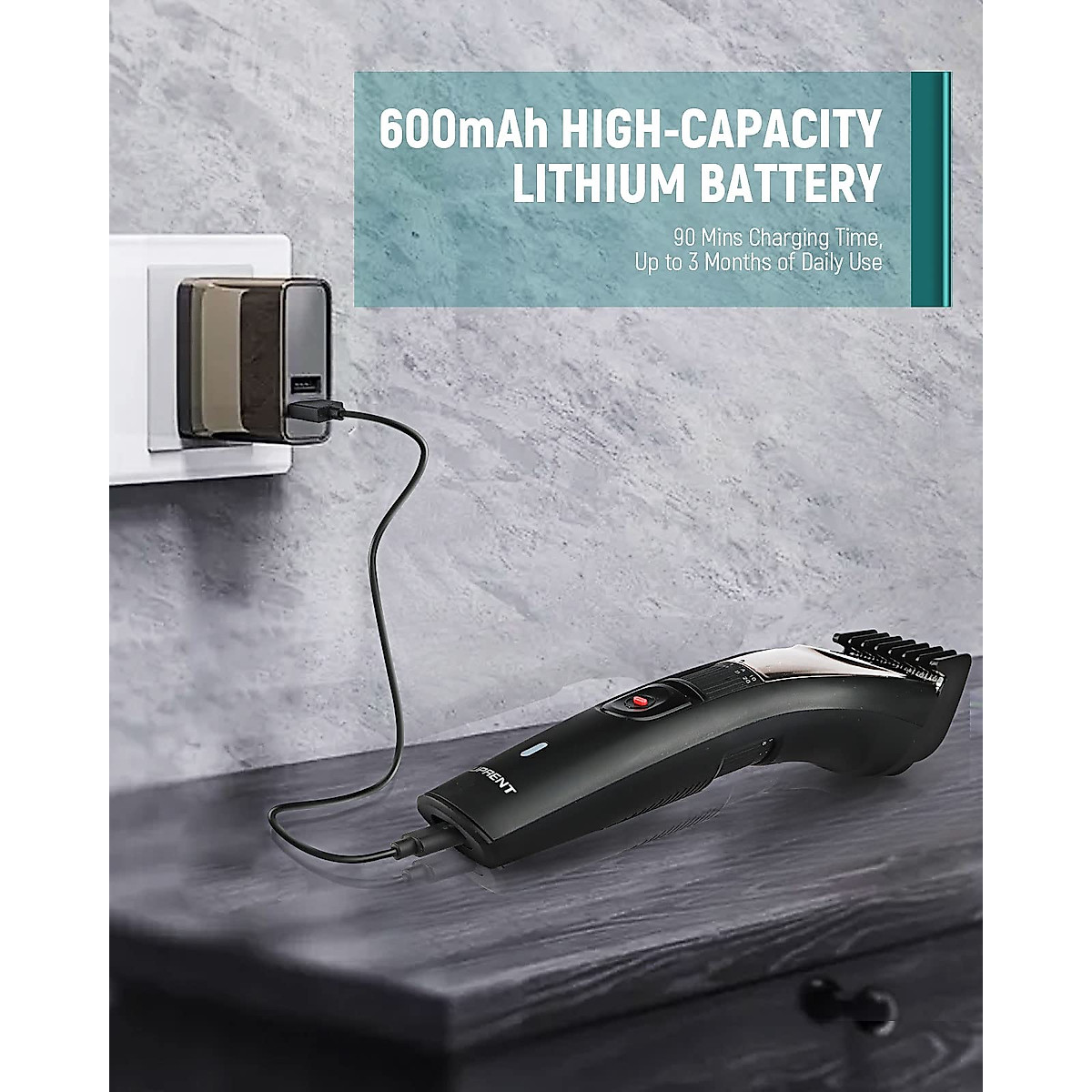 SUPRENT Adjustable Beard Trimmer for Men with Precision Dial, Professional Cordless USB-C Hair Trimmer with 38 Adjustable Lengths