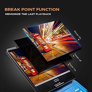 SUNPIN 12.5" Portable DVD Player for Car and Kids, 10.1" Swivel HD Screen with 5 Hours Built-in Battery, Car Headrest Holder, Dual Headphone Jacks, Support USB/SD Card/Sync TV/All Regions Discs, Blue