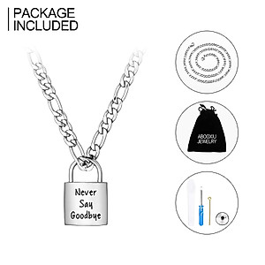 abooxiu Lock Urn Necklace for Ashes Stainless Steel Ashes Necklace Cremation Necklace for Human Ashes Memorial Ashes Holder - Never Say Goodbye