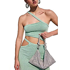 evoon Rhinestone Purse, Sparkly Black Clutch Purses for Women Glitter Evening Bag for Ladies