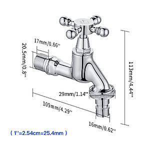 SUBMARINE Silver Brass Outdoor Faucet, G1/2 Inch Wall-Mounted Faucet, Antifreeze, Crack-Proof, Rust-Free, Used for Bathroom Mop Sink, Balcony, Garden, Connecting Washing Machine Water Inlet Hose