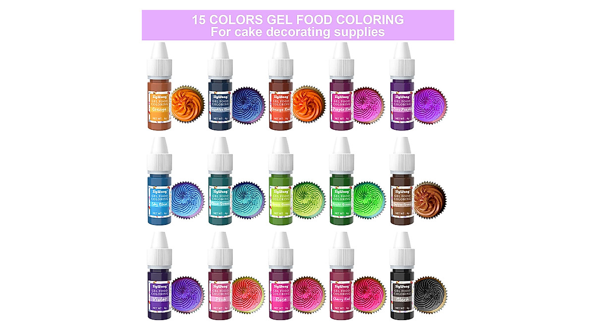 Vibrant Gel Food Coloring Set - 15 Colors for Baking