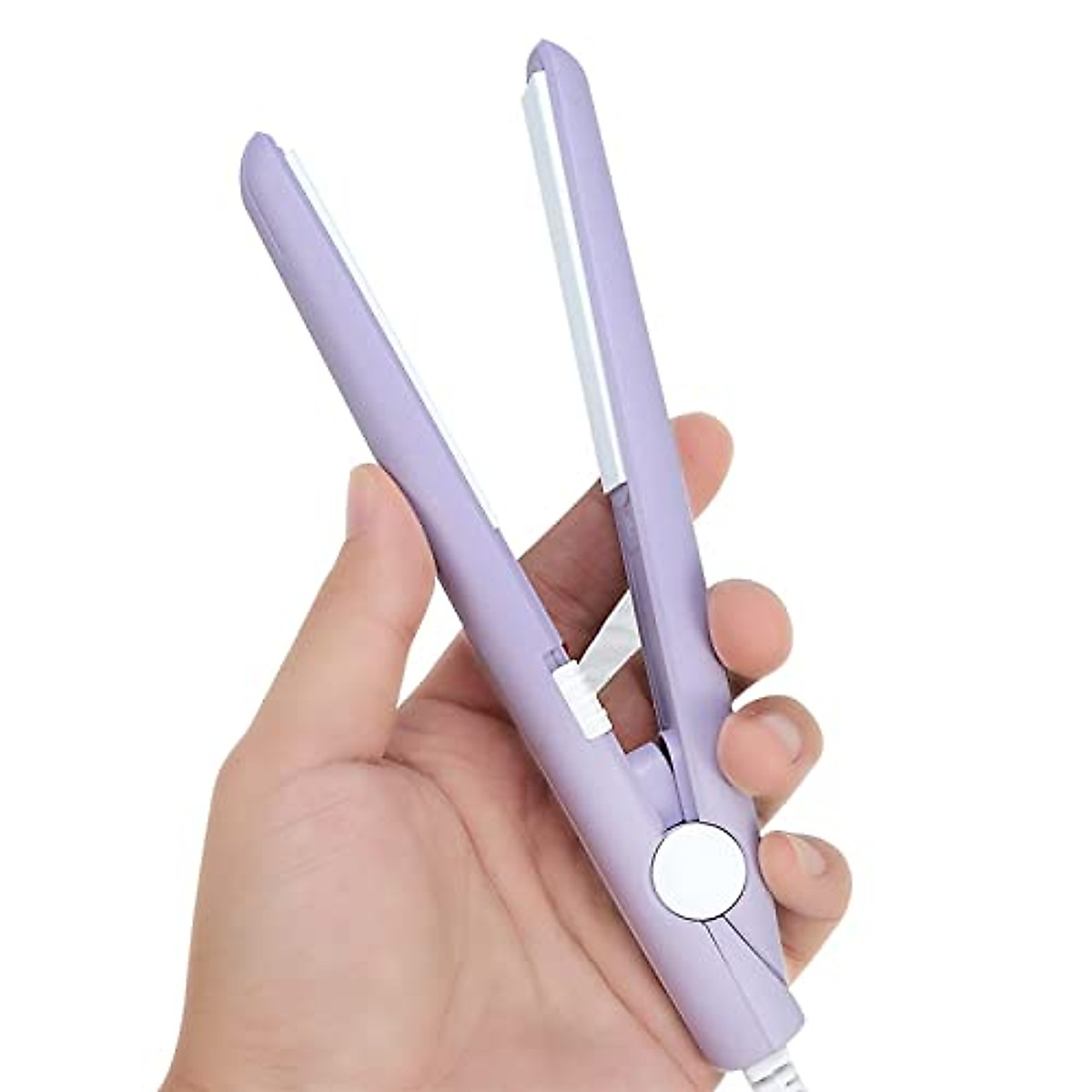 Travel Hair Straightener 4 Colours 2 in 1 Mini Hair Straightener Ceramic Tourmaline Plate Beauty Flat Iron Curling Iron Heating (Purple)