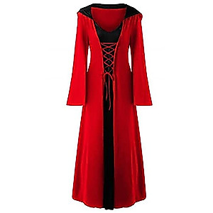 Midevil/Renaissance Costume Women,Cosplay Halloween Costumes For Women Vintage Hooded Gothic Dresses Sexy Long Sleeve Midevil Renaissance Costumes,Toddler Dress Up Clothes For Girls