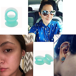 JOYTOYOU 8 Pairs Ear Tunnels Ear Plugs Silicone & Stone Ear Gauges Double Flare Soft Silicone Ear Expander Stretchers Piercing Jewelry 2G 6MMM