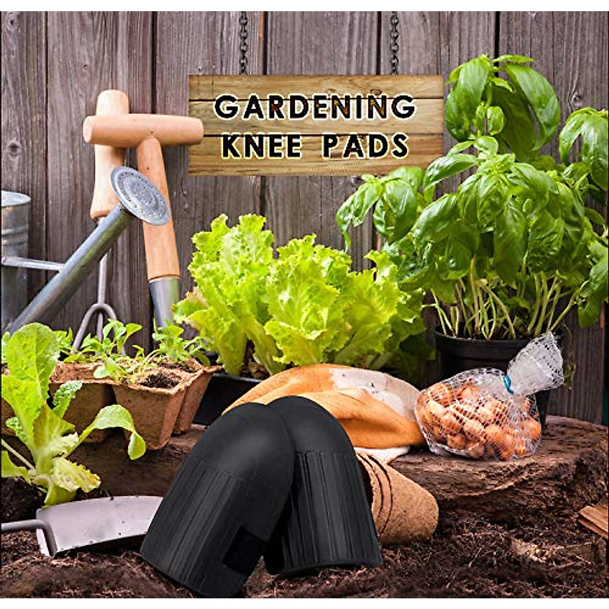 Bofoho Knee Pads, Gardening Construction Crawling Flooring Knee Pads for Men, EVA Foam Waterproof Anti-Slip Knee Protector with Adjustable Hook and Loop Straps