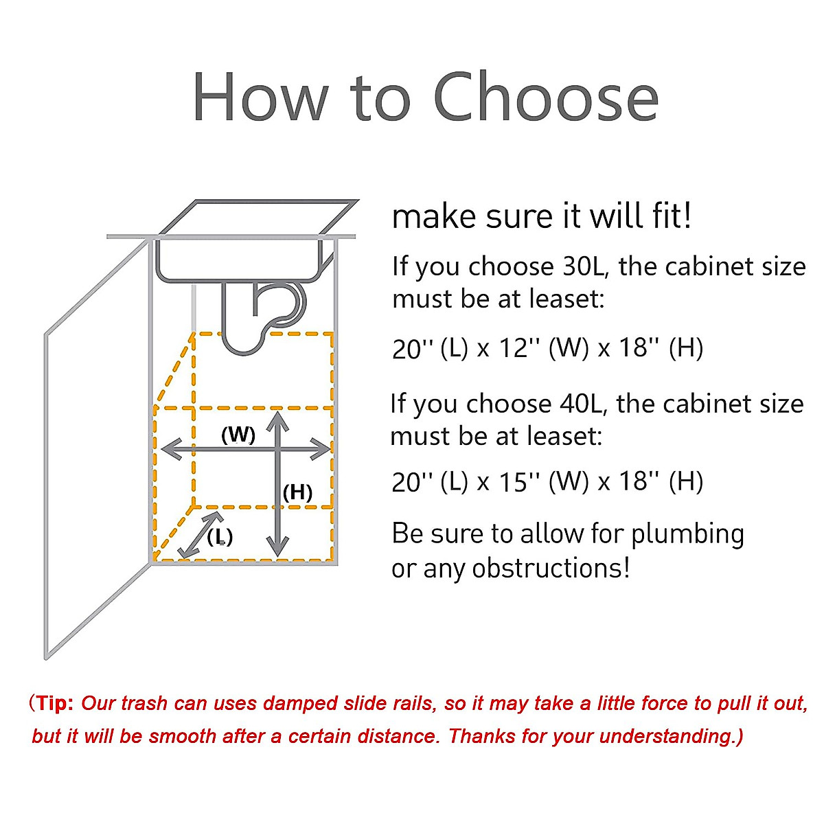 MYOYAY 40L Pull Out Dual Trash Can 2 x 21 Quart (42 Qt) Under Cabinet Double Recycling Trash Can with Lid Kitchen Waste Bin Container Sliding Out Under Counter Garbage Can, 40 Liters
