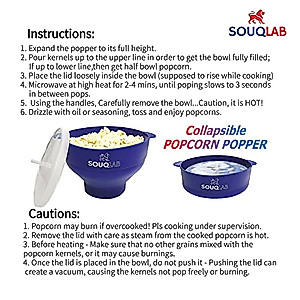 The orignal SOUQLAB silicone popcorn maker with lid, BPA Free, Microwave popocorn popper and dish washer safe