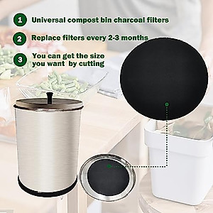 12 Pack Round 6.7inches Charcoal Filter Replacement Refill Sets for Kitchen Compost Bin and Countertop Bin Pail. Absorbs and Traps Trash Odor, Fresh Indoor Air