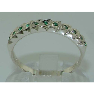 925 Sterling Silver Natural Emerald Womens Eternity Ring - Size 7.75