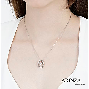 ARINZA Silver Necklace for Women, Dancing Diamond Cubic Zirconia Necklace, 18+2 Inch Chain, Anniversary Birthday Gifts for Women, Wife, Mom, Girlfriend, Lady