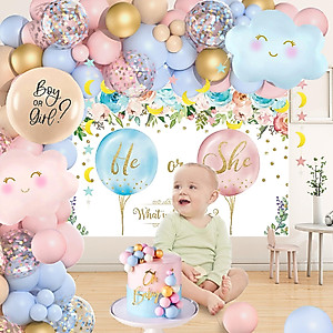 DoreenBow Baby Boxes Gender Reveal Balloon Decorations Kit Pink and Blue Balloons Arch Kit 4Pcs Baby Box with Letters(BABY) for Baby Shower Birthday Decor Gender Reveal Party Decor Supplies