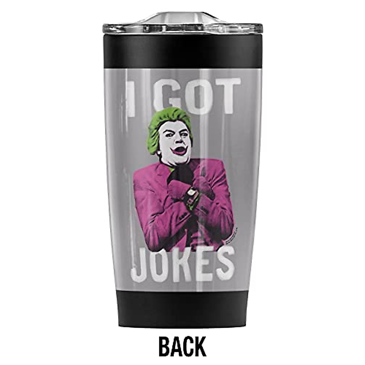 Batman Classic TV Series The Joker Got Jokes Stainless Steel Tumbler 20 oz Coffee Travel Mug/Cup, Vacuum Insulated & Double Wall with Leakproof Sliding Lid | Great for Hot Drinks and Cold Beverages