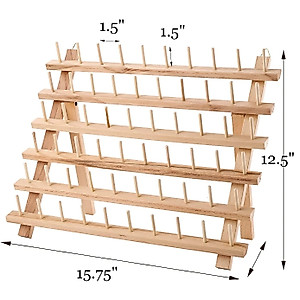 Tosnail 2 Pack 60 Spools Wooden Thread Holder Thread Rack Sewing and Embroidery Thread Organizer