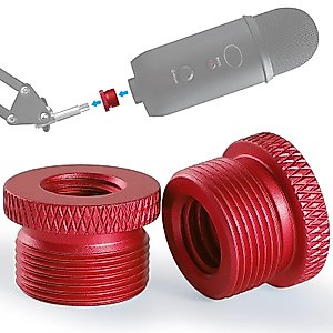 2 Pack Screw Thread Adapter, 5/8" Male to 3/8" Female Mic Screw for Blue Yeti/Blue Snowball/Blue Yeti X Microphone Stand Mount by Frgyee (Red)