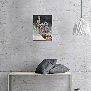 Middle Finger Wall Art Street Graffiti Canvas Picture Art Print Modern Pop Home Wall Decor for Living Room Bedroom Stretched Framed Artwork Ready to Hang - 12 x 16 inch