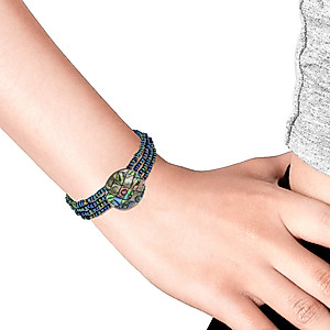 AeraVida Vibrantly Colored Abalone Shell Mosaic and Bead Multi-strand Bracelet | Mosaic Glass Bead Bracelet | Abalone Shell Bracelet for Women | Beaded Handmade Bracelet