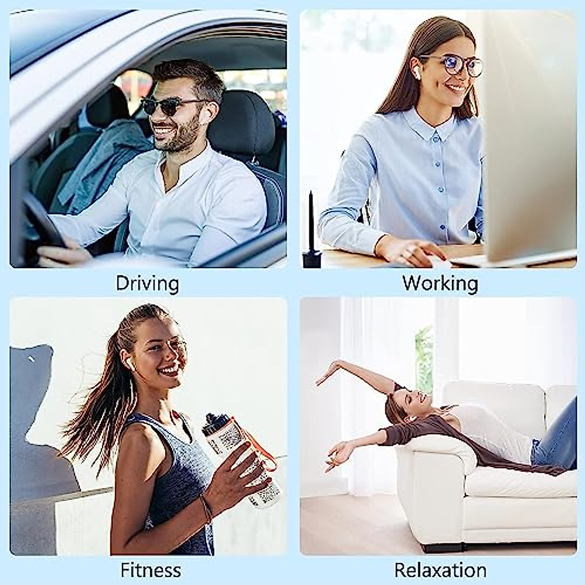 Wireless Headphones, Bluetooth 5.3 Sweat Resistant Earphones, Wireless Noise Cancelling Earbuds,Immersive Premium Sound Long Distance Connection Headset,Bluetooth Headphones for iPhone/Android