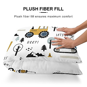 WINTYE Cute Cars Truck Tractor Body Pillow Cover 20×54in with Zipper Cartoon Crane Body Pillow Pillowcase Decorative Rectangular Pillow Case Long Bed Pillow Cover for Kids Adults Couch