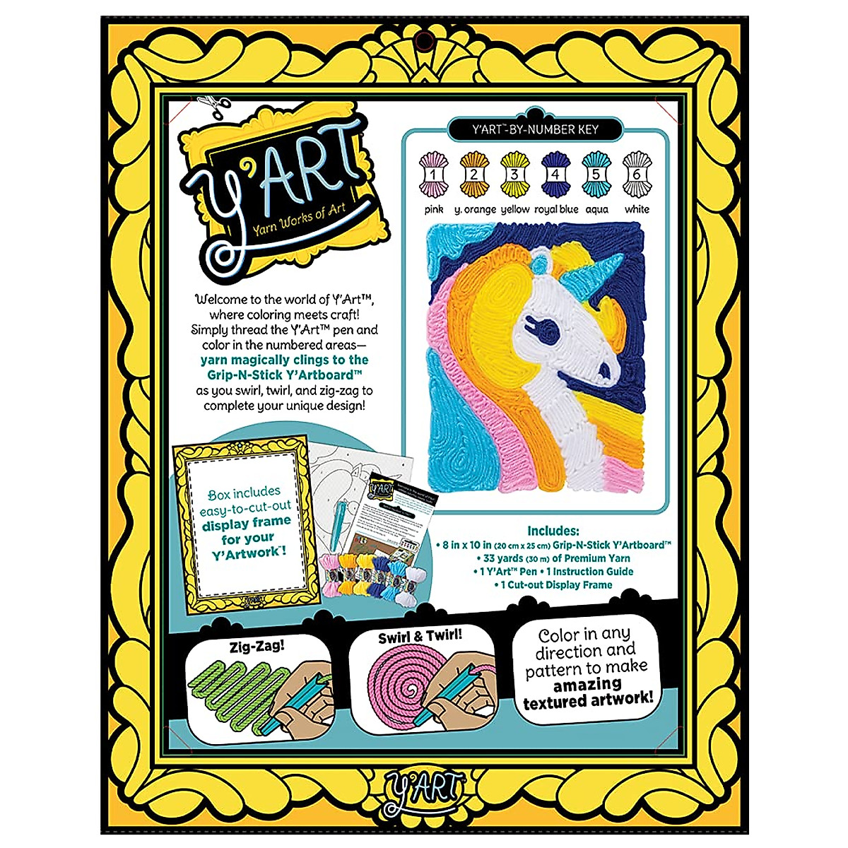 Y'Art Unicorn — Yarn Works of Art — Mess-Free Artistic Craft Activity — Ages 8+