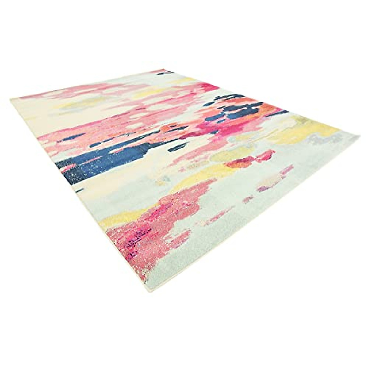 Unique Loom Estrella Collection Light Colors, Abstract, Modern, Vibrant Area Rug, 3 ft 3 in x 5 ft 3 in, Pink/Ivory
