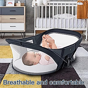 Baby Travel Bassinet Portable Bassinet-Mini Travel Crib Infant Travel Bed with Mosquito Net and Canopy Lightweight Washable Foldable