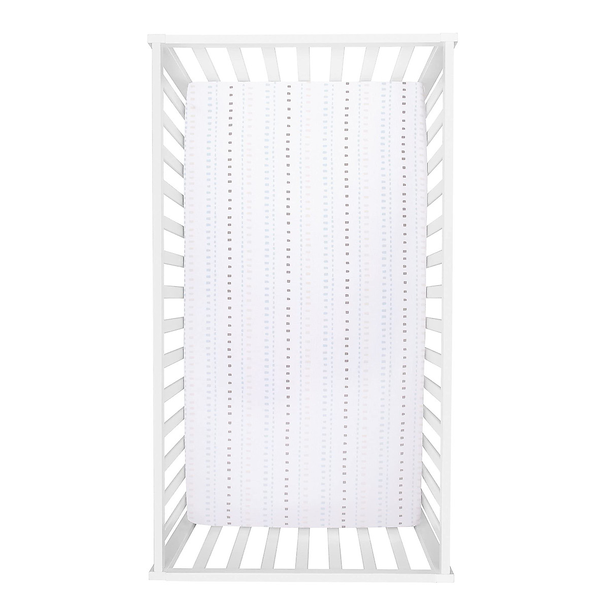 Trend Lab Modern Baby Crib Bedding Set for Boys | Simple Safari 4 Piece Nursery Décor Quilt, 2 Fitted Crib Sheets, and Dust Ruffle Skirt - Blue, 80015