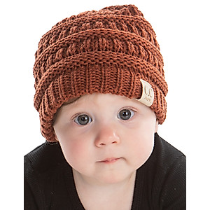 Funky Junque Beanie Infant Baby Skull Cap Hat (NO POM) - Rust