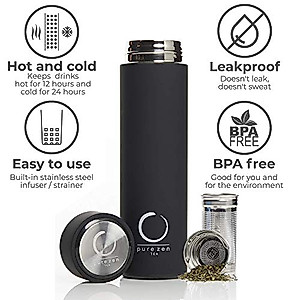 Pure Zen Tea 3 Thermos with Infuser - Blue, Black and Pink - 15 oz