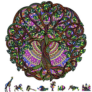 ZenChalet - Tree of Life Jigsaw Puzzles for Adults 200 Piece - Wooden Jigsaw Puzzle for Aduls, Perfect as Tree of Life Puzzle Gifts, Uniquely Shaped Pieces - Mind Puzzle for Adults