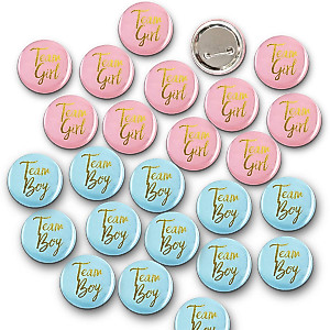 Gender Reveal Button Pins 50 Pcs, Team Boy Girl Button Pins Baby Shower Pink blue Button Pin for Baby Shower Party Favors Gender Reveal Party Supplies.