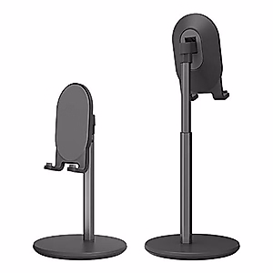 Bright Stone Cell Phone Stand, Angle Height Adjustable Tablet Stand Phone Holder for Desk (4"-10") Black