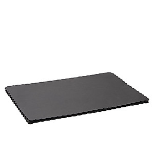 100-Pack Paper Placemats - Black Bulk Disposable Placemats, Colored Tabletop Mats with Wavy Scalloped Edge, Birthday Party Supplies, Graduation, Black Party Decoration, 14 x 10 Inches
