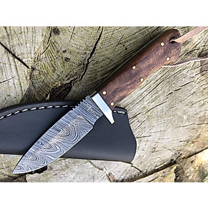 Perkin 6.5 Inches Damascus Steel Hunting Knife With Sheath SK300