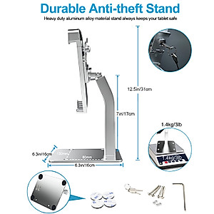 woleyi Anti-Theft Desktop Tablet Kiosk Stand Holder, Heavy Duty Countertop Tablet POS Display Mount with Security Lock and Key, Compatible with iPad Pro/Air/Mini, Galaxy Tabs, More 7-11" Tablets