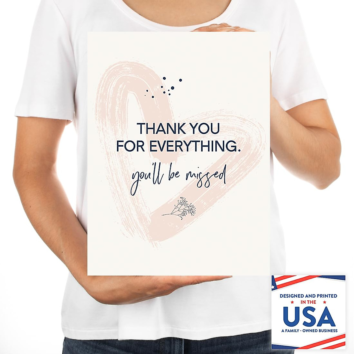 Andaz Press Funny Farewell Jumbo Card Thank You For Everything 8.5 x 11 inch Blank Goodbye Greeting Card with Envelope Big You'll Be Missed Card for Coworker From All Of Us 1-Pack