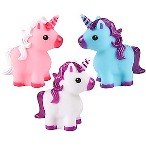 Bedwina Mini Unicorn Toy Figures - (Pack of 12) Squirt Bath Tub Toy for Kids, Squeezable and Squirtable Figurine Party Favor Supplies, Goodie Bag Fillers and Stocking Stuffers