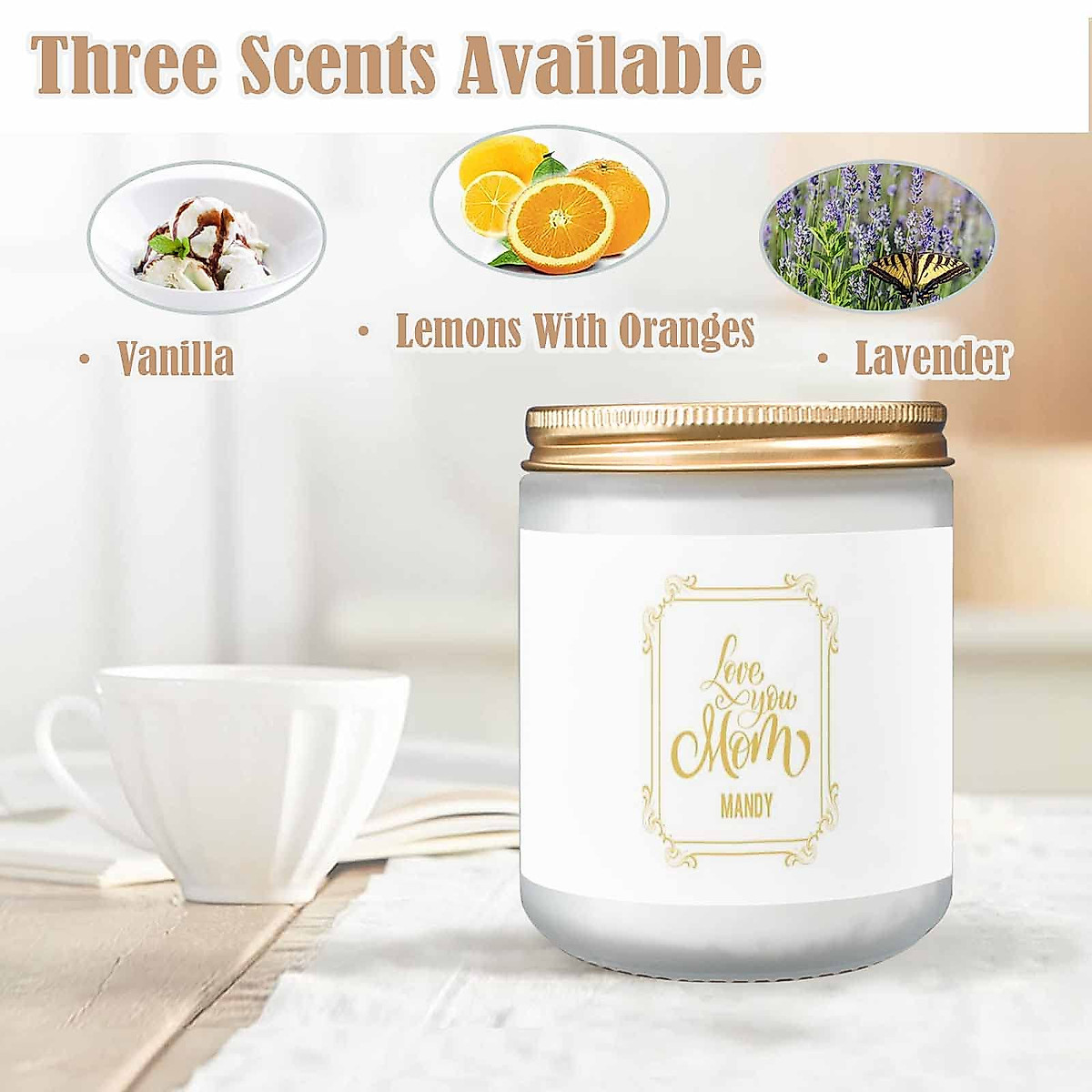 Custom Scented Candles, Beautiful Candles in Glass Jars, 7oz Soy Candle Burn for 50 Hours, Candles Gifts for Women, Bedroom Decor Candles for Home Made in The USA