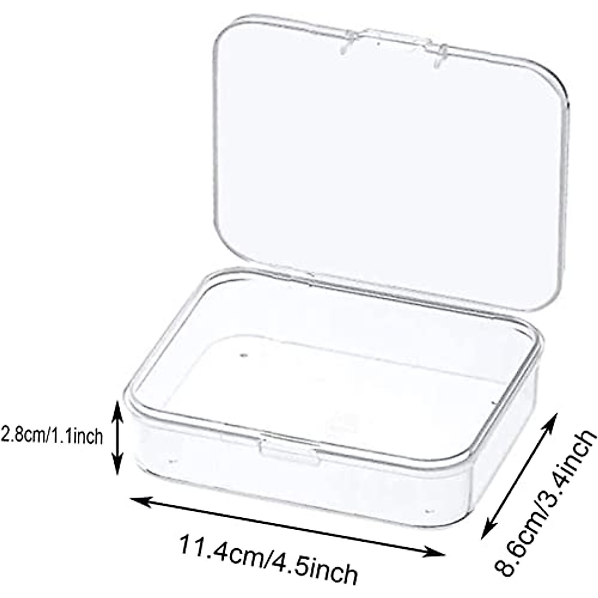 MFDSJ 6 Pcs Mini Plastic Storage Containers Box with Lid, 4.5x3.4 Inches Clear Rectangle Box for Collecting Small Items, Beads, Game Pieces, Business Cards, Crafts Accessories