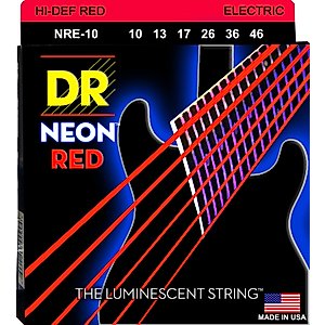 DR NRE10 Strings Hi-Def Neon Red Electric Medium